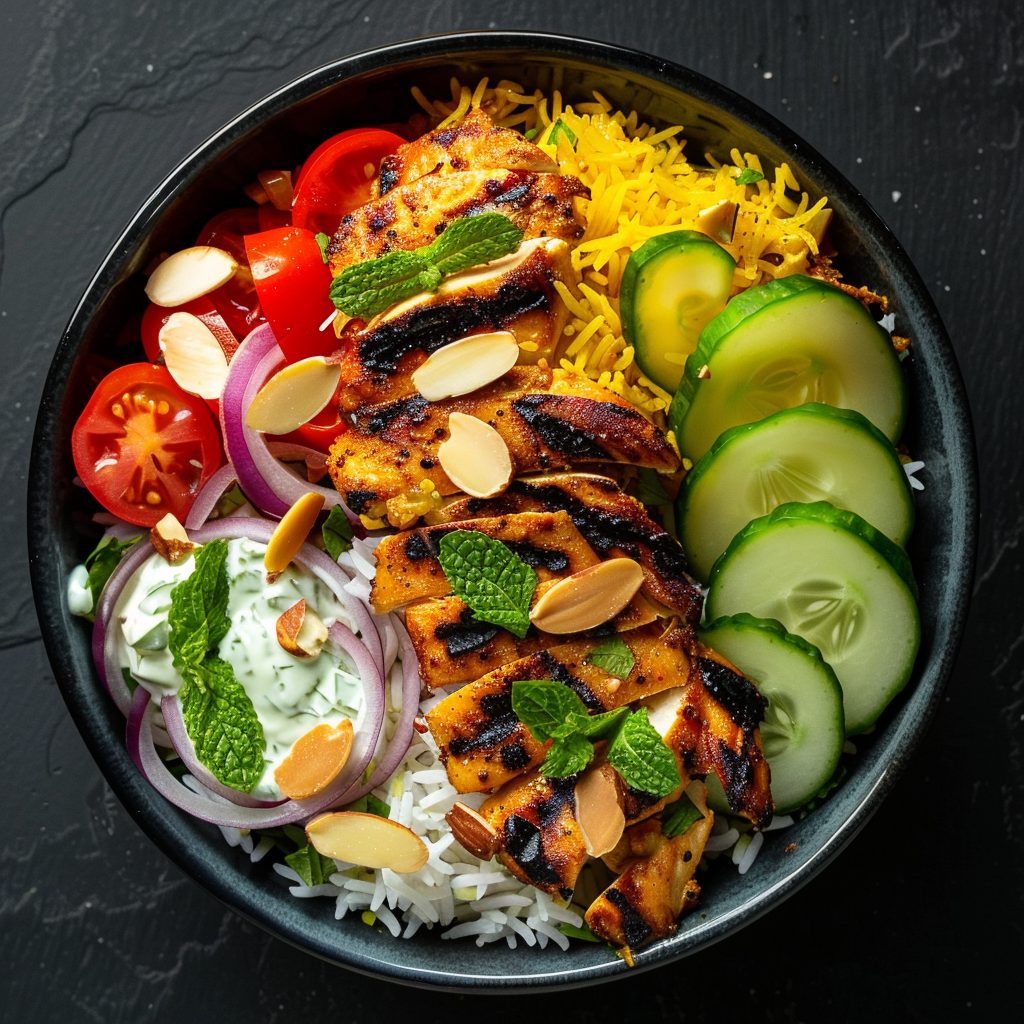 Safran Iftar Schüssel mit Hähnchen und Reis - Einfaches Rezept auf ...